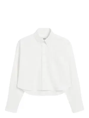 Ami Embossed " De Coeur" Cropped Shirt - White