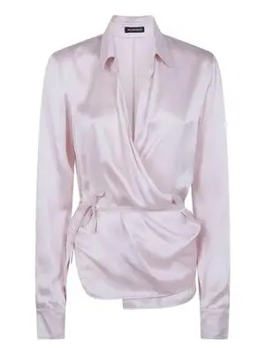 ANN DEMEULEMEESTER Alba Asymmetric Wrap Shirt - Pink
