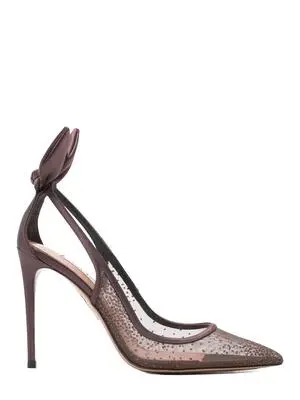 AQUAZZURA Bow Tie Mesh Pump 105 - Brown