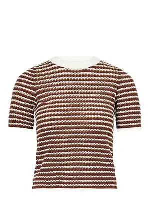 ZANKOV Charlotte Crochet-knit Wool Top - Brown Ivory Multi