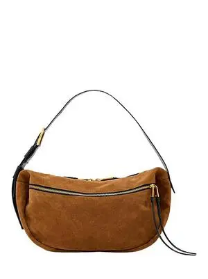 ALLSAINTS Noemie Suede Shoulder Bag - Tobacco Brown