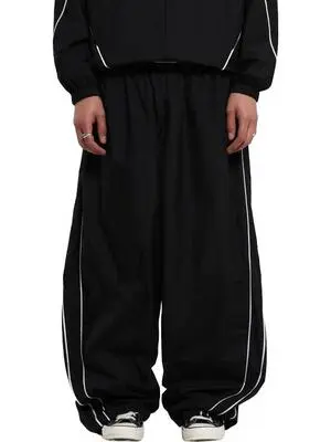 JADED LONDON Oversize Microfiber Ripstop Track Pants - Black