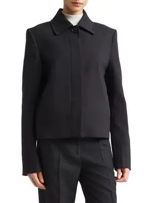 TOTEME Boxy Stretch Wool & Cotton Twill Jacket - Black