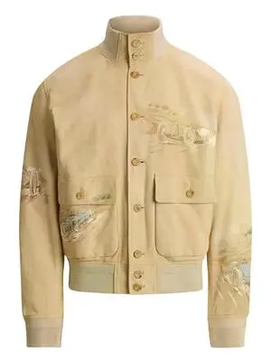 Ralph Lauren Purple Label Hayworth Painted Suede Jacket - Neutrals