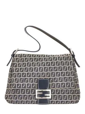Fendi Zucchino Mama Baguette Shoulder Bag - Blue