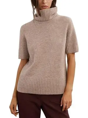 REISS Esme Cashmere Roll Neck Sweater - Oatmeal Neutral