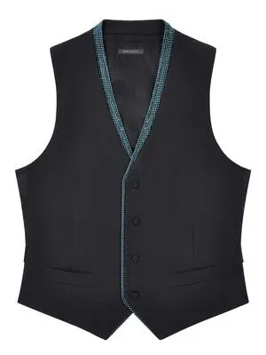 Giorgio Armani Single-breasted Wool Crepe Vest With Rhinestone Detail - Black