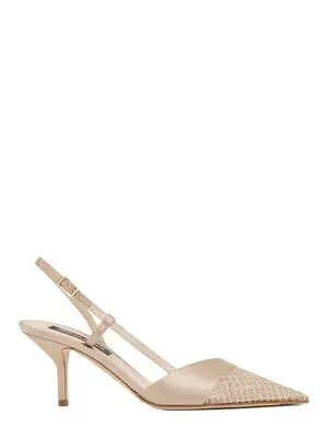 Giorgio Armani Satin Pumps With Rhinestone Mesh - Beige