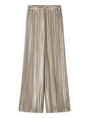 Giorgio Armani Pleated Satin Trousers - Beige