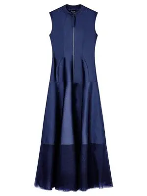 Giorgio Armani Long Dress In Scuba And Jersey - Blue