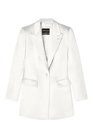 Giorgio Armani Single-Breasted Silk Satin Jacket White