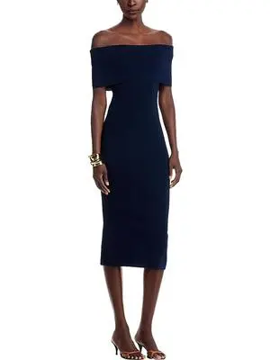 Michael Kors Fold Over Midi Sweater Dress - Midnight Blue