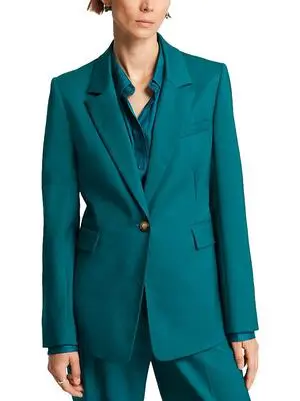 ARGENT Notched Lapel Single Button Blazer - Teal