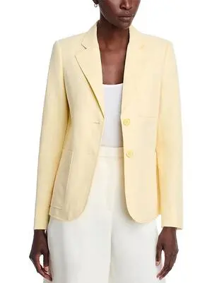 Michael Kors Linen And Cotton Patch Pocket Blazer - Lemon