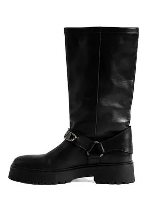 Zadig&Voltaire Angie Leather Biker Boots - Black