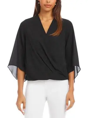 Karen Kane Drape Front Crossover Top - Black