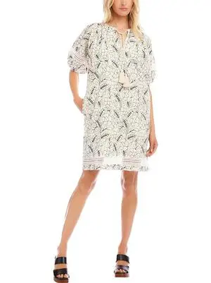 Karen Kane Tasseled Puffed Sleeve Dress - Cream