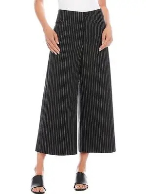 Karen Kane Cropped Wide-leg Pants - Black/ Off White