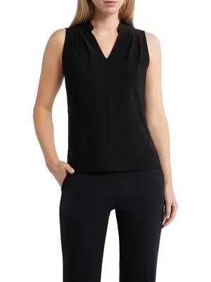 Anne Klein Pleat Shoulder Sleeveless Top - Anne Black