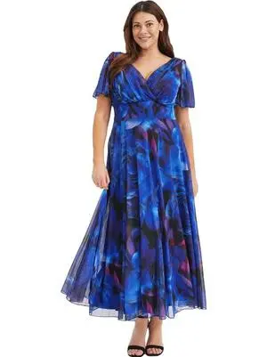 SCARLETT & JO Angel Sleeve Maxi Dress - Blue Rose