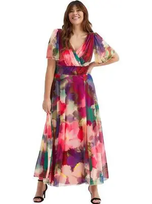 SCARLETT & JO Angel Sleeve Maxi Dress - Garden Rose