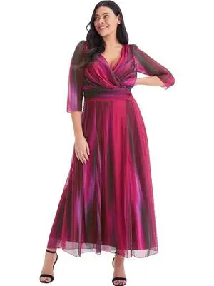 SCARLETT & JO Verity Ikat Print Maxi Gown - Wine Ikat