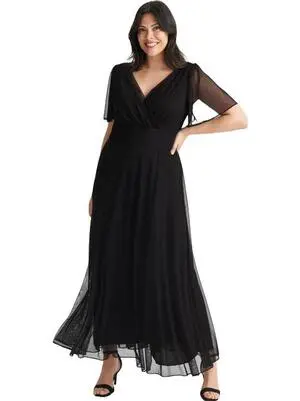 SCARLETT & JO Isabelle Angel Sleeve Maxi Dress - Solid Black