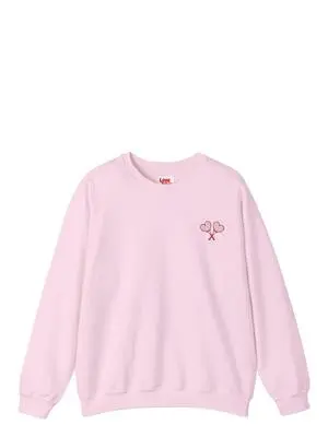 LOVE ALL TENNIS Embroidered Crewneck Sweater - Light Pink