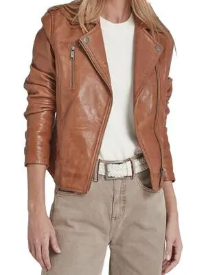 VELEZ Biker Leather Jacket - Honey