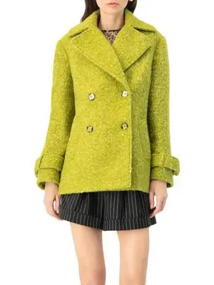 IVONNE Double-breasted Coat With Maxi Lapel - Green