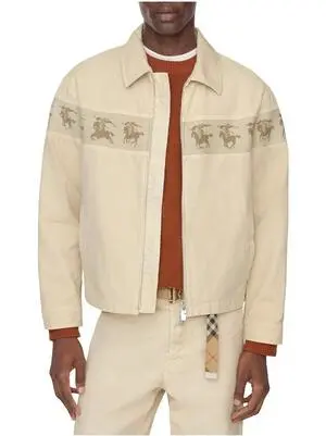 Burberry Galloping Knight Cotton Canvas Jacket - Tundra Beige