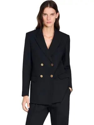 Sandro Wool Slim-fit Suit Jacket - Black