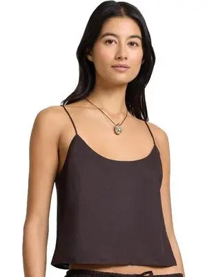 Onia Air Linen Cami Top - Espresso