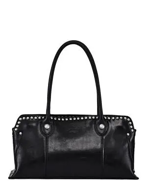 OLD TREND OLD TREND Soul Genuine Leather Studded Shoulder Bag Black