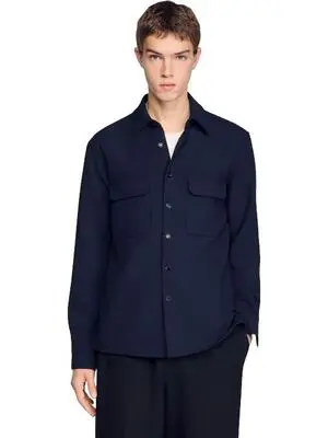 Sandro Patch Pocket Shirt - Navy Blue