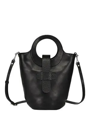 OLD TREND Lily Genuine Leather Bucket Crossbody Bag - Black