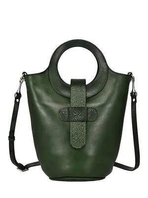OLD TREND Lily Genuine Leather Bucket Crossbody Bag - Green