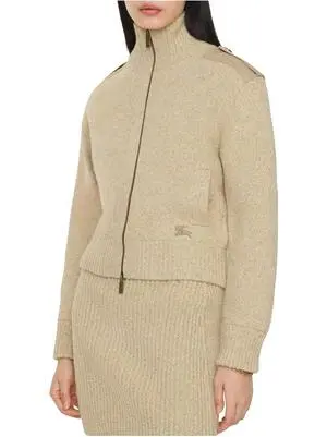 Burberry Wool Cashmere Funnel-neck Jacket - Hamper Beige