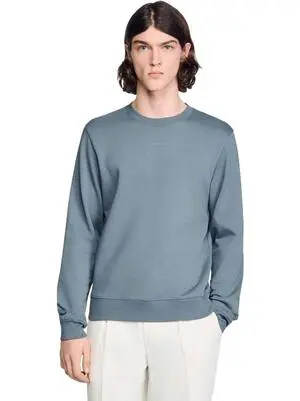 Sandro Logo Fleece Sweatshirt - Grey/blu