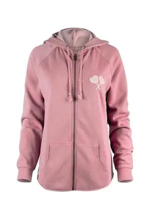 LOVE ALL TENNIS Lightweight Full Zip Hoodie - Dusty Rose