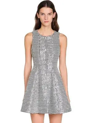 Sandro Tweed And Sequin Mini Dress - Black/white