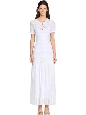 Sandro Beaded Knit Maxi Dress - White