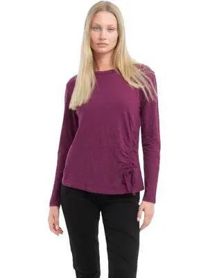 WILT CLOTHING Long Sleeve Ruched Side Top - Magenta Purple