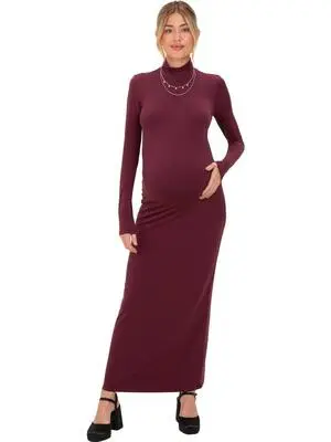PINKBLUSH Turtleneck Maxi Dress - Burgundy