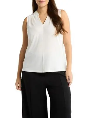 Anne Klein Pleated Sleeveless Top - White Dove