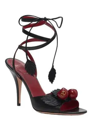 Valentino Garavani Cherryfic Ankle Strap Sandals - Black