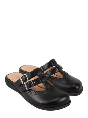 Hot Chocolate Design Mary Jane Clogs With Double Buckle Straps And Perforated Detailing - Blackout