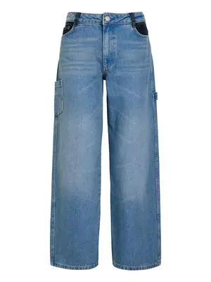 DAMSON MADDER Drew Embroidered Relaxed Straight-leg Jeans - Denim