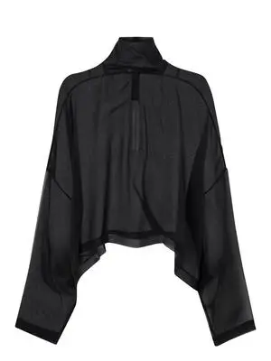 Rick Owens Jumbo Tabard Silk-chiffon Turtleneck Blouse - Black