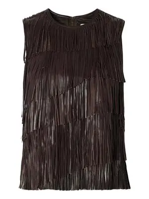Ulla Johnson Leonie Fringed Leather Top - Brown